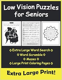 Low Vision Puzzles for Seniors: Extra Large Print Puzzles Activities ...