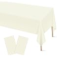 Amazon.com: Mulbozy 2 Pcs Ivory Plastic Tablecloth for Rectangle Table ...