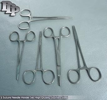Amazon.com: 5 Suture Needle Holder Set High Quality Stainless Steel ...
