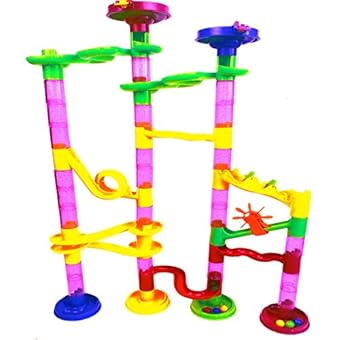 Marble Run Coaster 55 Piece Set with 40 Building Blocks+15 Plastic Race ...