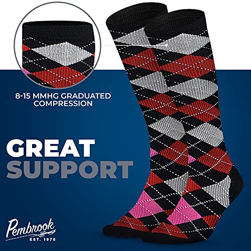 Pembrook Womens Compression Socks 6 Pack | 8-15 mmHg Graduated Support ...