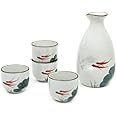 Amazon.com: Sake Set 5 Pieces Traditional Japanese Sake Cup Set 4 Ochoko Cups 50ml and Tokkuri ...