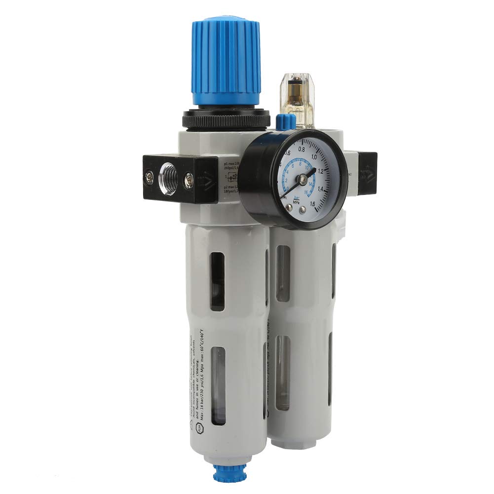 G1/4 Blue Adjustable Knob Air Filter Regulator Lubricator 40um Filter ...