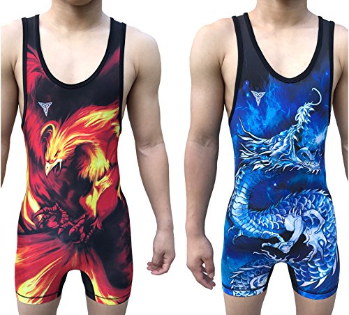 Buy Ryū- Dragon vs Phoenix Reversible Red Blue Sublimated Wrestling ...