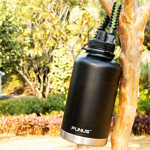 FUNUS Half Gallon Insulated Gym Water Bottle 64 oz Vacuum Stainless ...