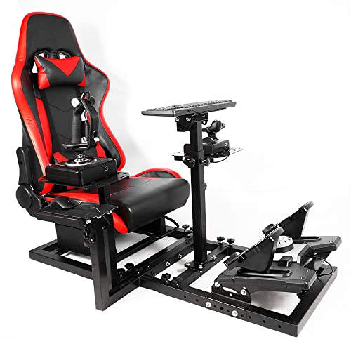 Supllueer Racing Flight Simulator Cockpit with Red Racing Seat Fit for ...