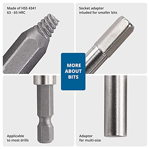 22 Pieces Damaged Screw Extractor Kit Stripped Screw Extractor Set DIY ...