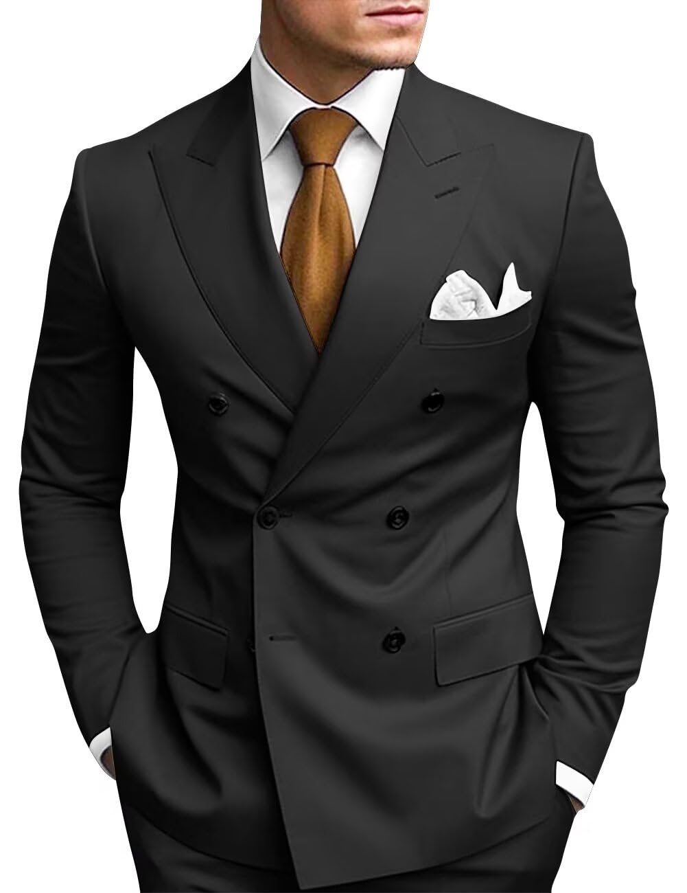 HANBANGWEI Double Breasted Suit Men 2 Piece Suits for Men Casual Suit ...