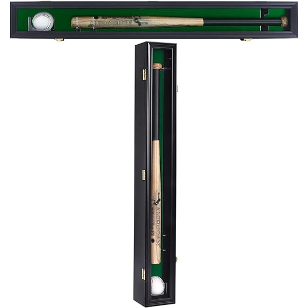受注製作 2 Baseball&Bat Display Case Cabinet Wall Mount Holder Rack (黒背景 ...