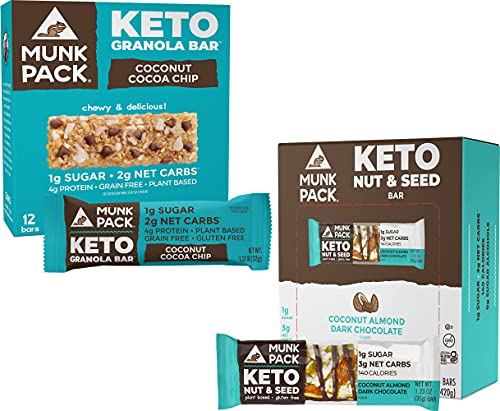 Munk Pack Snack Bundle - Keto Nut & Seed Bar Coconut Almond Dark ...