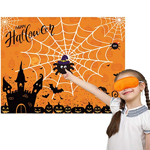 Halloween Party Games Pin The Spider on The Web Game Reusable Pin Game ...