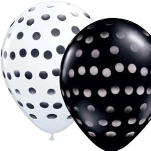Amazon.com: (12) Black & White Polka DOT 11" Latex Balloons Party ...