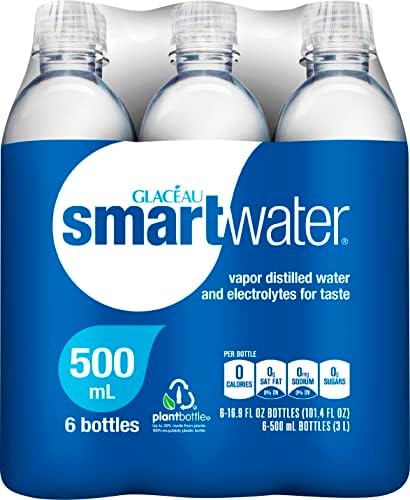 smartwater Vapor Distilled Premium Water, 16.9 Fl Oz (Pack of 6) price ...