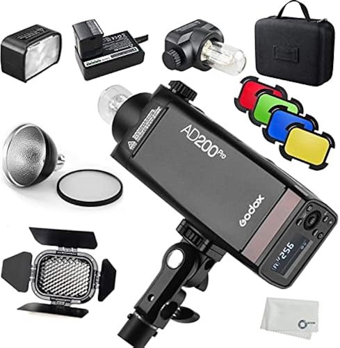 GODOX AD200Pro AD200 Pro with BD-07 Barn Door Honeycomb Grid 4 Color ...