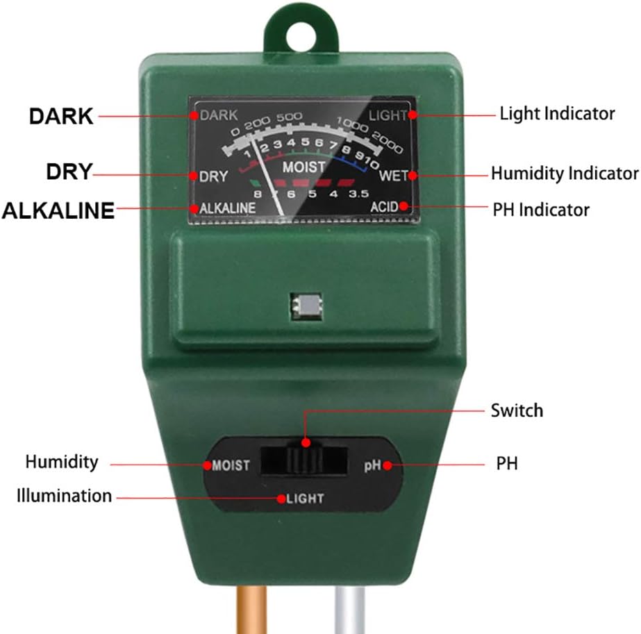 somubi Soil Moisture Meter for Plants Light PH Tester 3 in 1 Digital ...