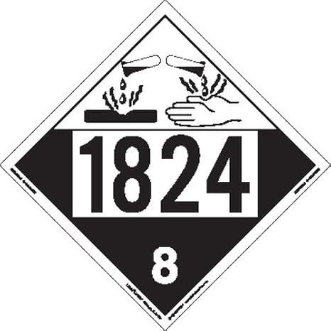 Labelmaster ZVR41824 UN 1824 Corrosive Hazmat Placard, Removable Vinyl ...