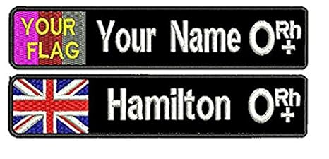 2x CUSTOM Personalised Your Name Tag with National flag, Embroidered ...