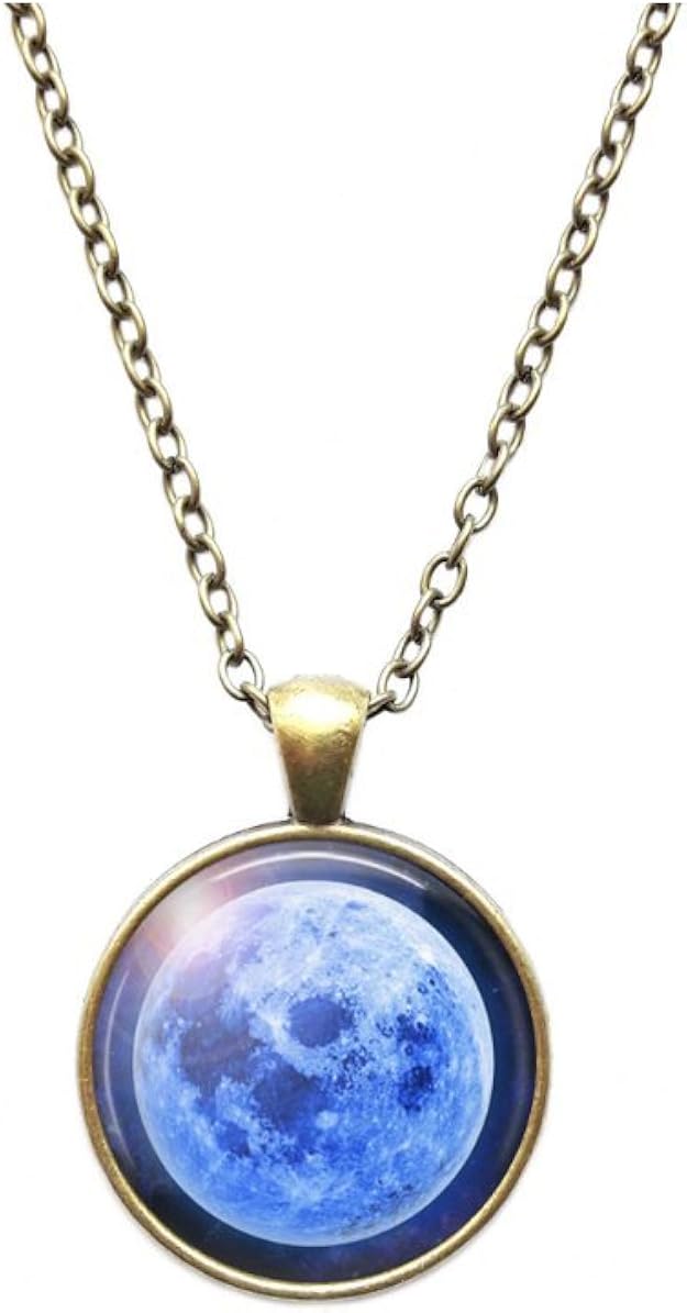 Amazon.com: Blue Moon pendant Astronomy Galaxy necklace Space planet ...