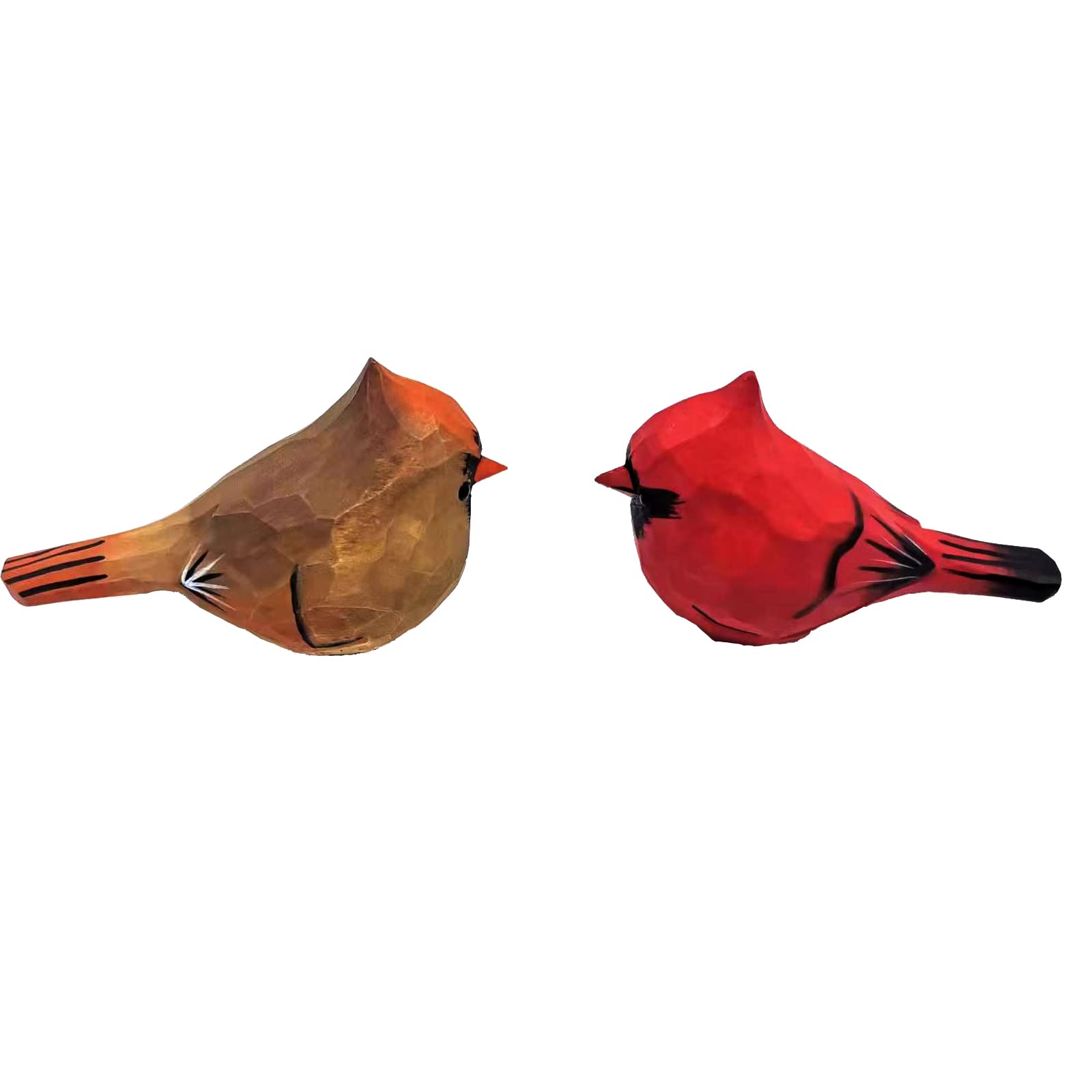 ALHBEJT Solid Wood Handcarving Northern Cardinal Birds Statue Wooden ...