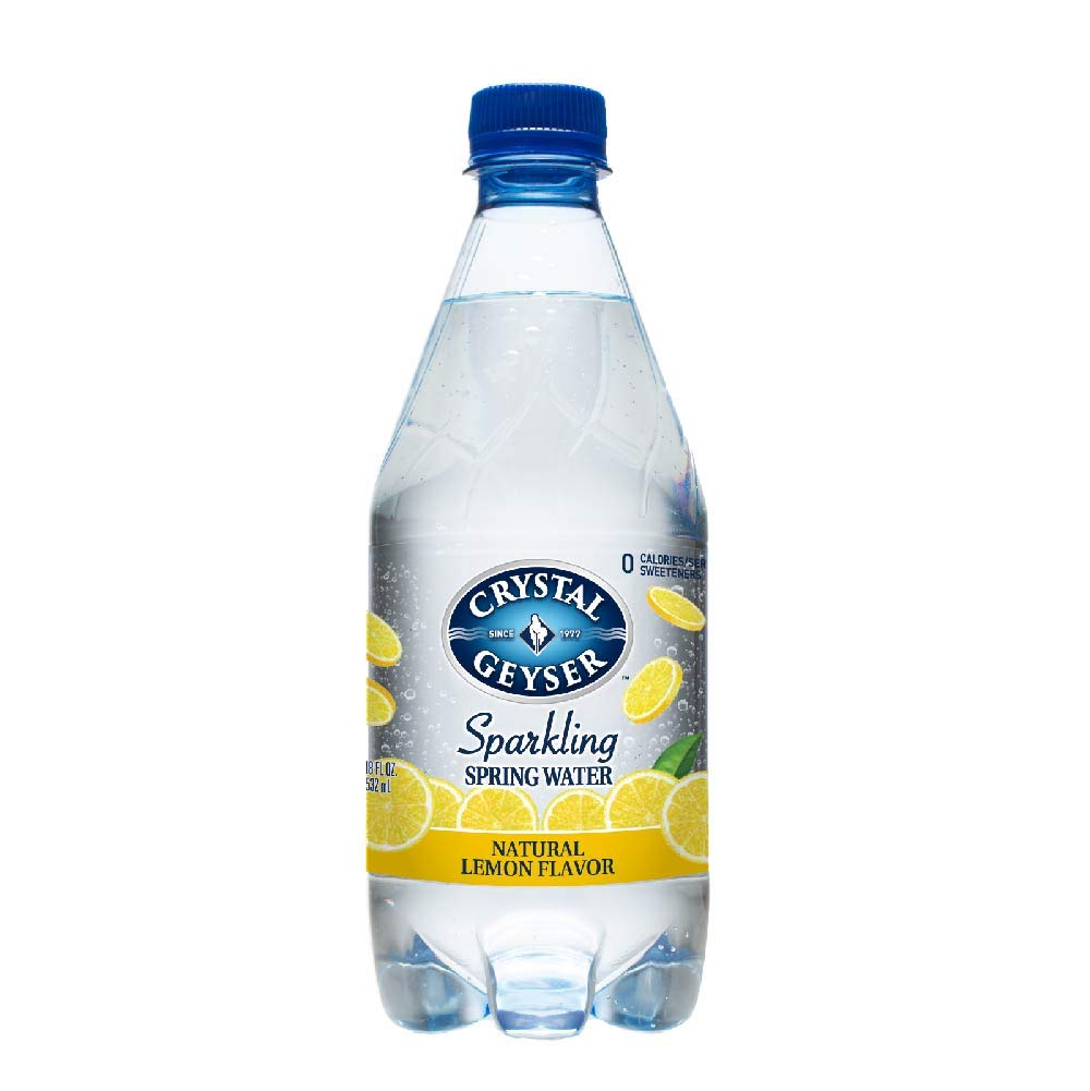 Crystal Geyser Sparkling Spring Water, Lemon, 18oz. Pet Bottles, No Artificial Ingredients ...
