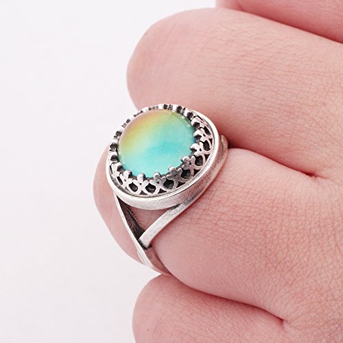 Adjustable Mood Ring Antique Sterling Silver Finish Fine Handmade Mood ...