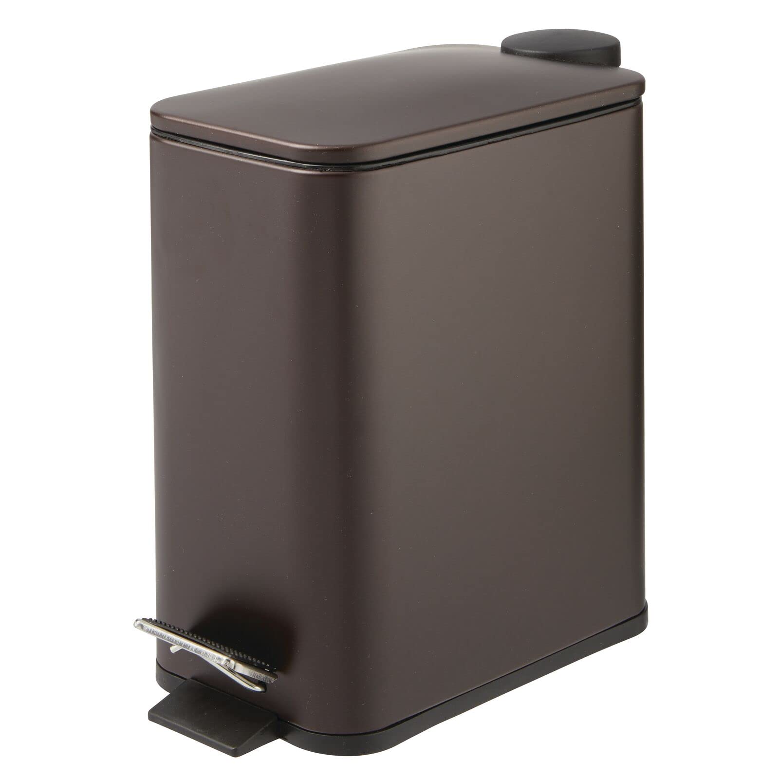 mDesign Slim Metal Rectangle 1.3 Gallon/5 Liter Trash Can with Step ...