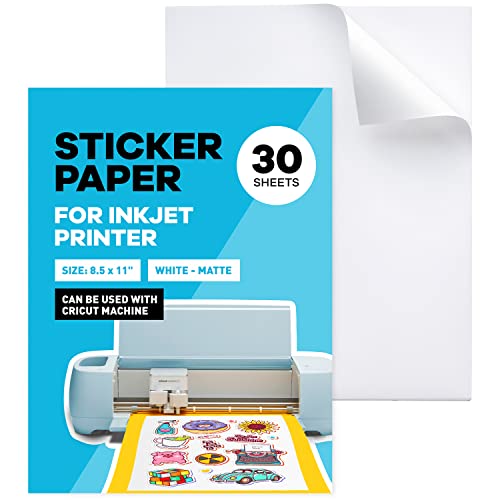 (30 Sheets) Printable Vinyl Sticker Paper for Inkjet Printer Waterproof ...