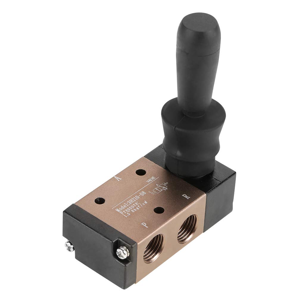 Amazon | 3H210-08 2ポジション3ウェイエアーエアハンドレバー操作バルブソレノイドバルブポート1/4"手動制御プッシュプル ...