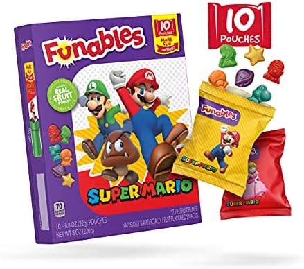 Funables Fruit Snacks, Super Mario Shaped Fruit Flavored Snacks, Pack ...