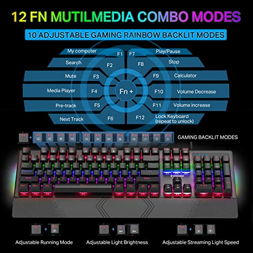 Mechanical Keyboard, E-YOOSO Mechanical Gaming Keyboard 104 Keys ...