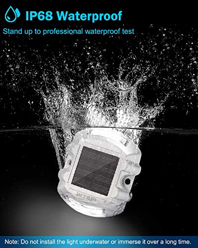 JACKYLED Solar Dock Lights Outdoor 8-Pack Solar Powered Driveway Lights IP68 Waterproof LED Step ...