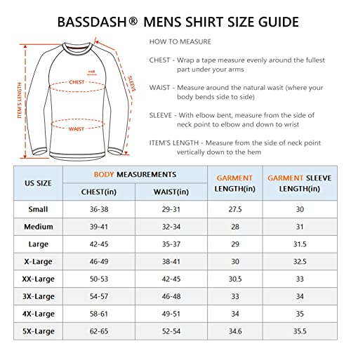 BASSDASH UPF 50 Fishing Tee for Men Camo Long Sleeve Shirt Quick Dry ...