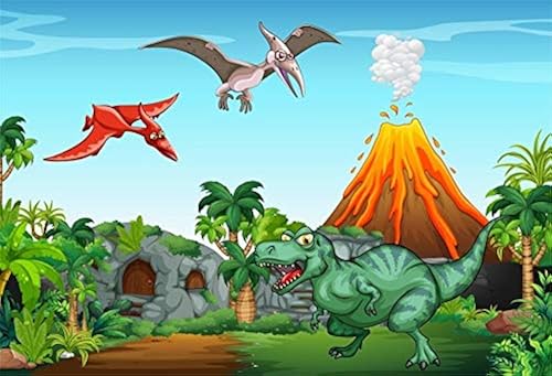 6x4ft Cartoon Dinosaur Jurassic World Backdrop Ancient Forest Stone ...