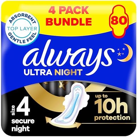 Always Ultra Sanitary Towels/Pads with Wings, Secure Night Size 4 ...