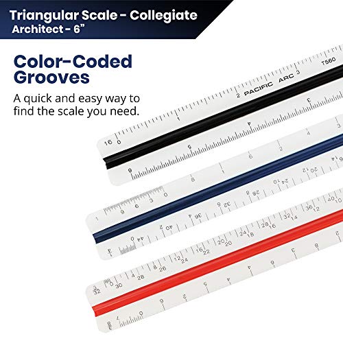 Pacific Arc Architectural Scale Ruler, 6" Scale Ruler for Architectural ...