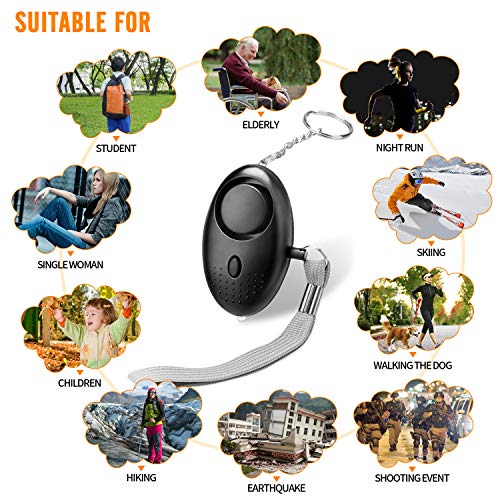 Personal Sound Alarm Keychain for Self-Defense-5-Pack Multifunctional ...