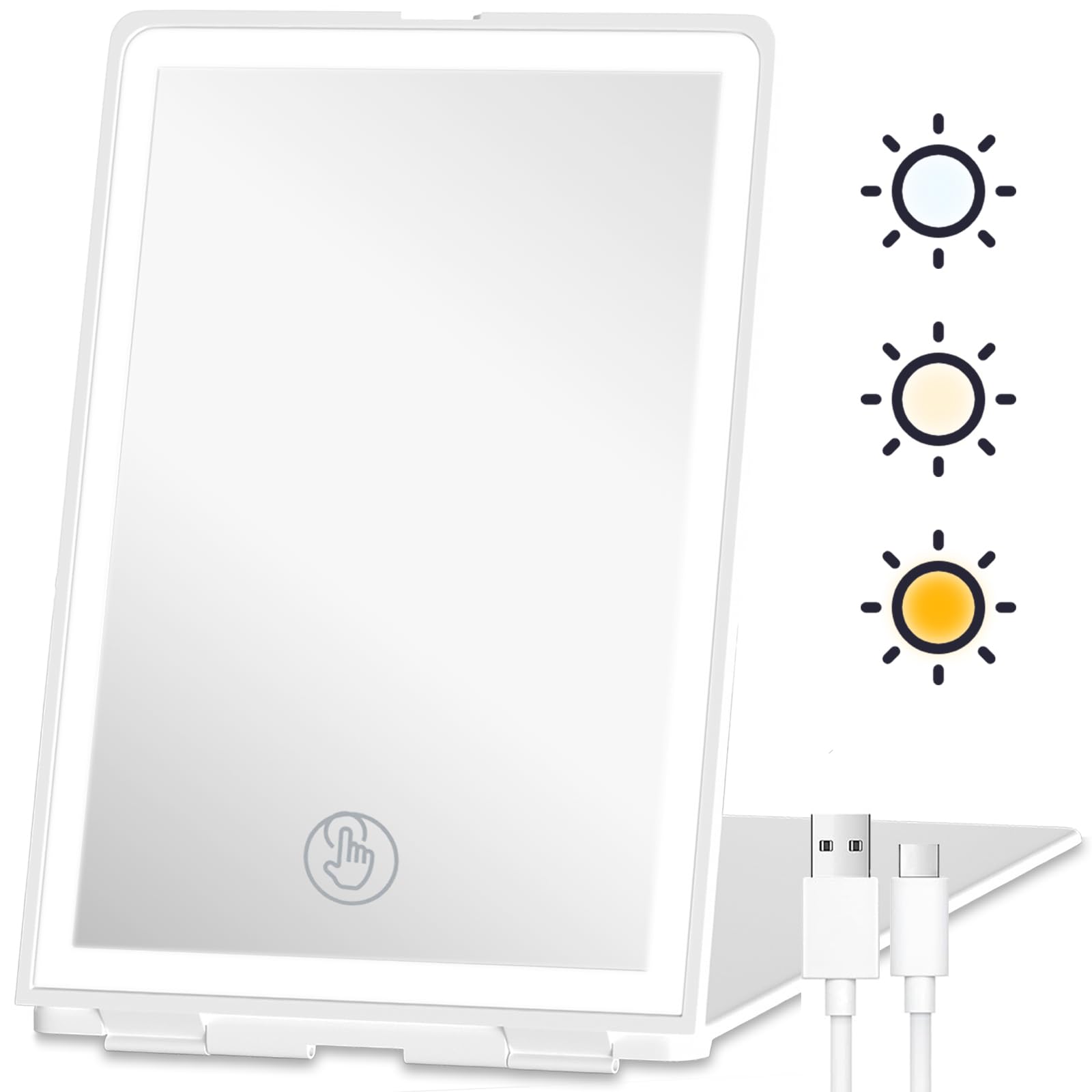 WOHOMIBAN Travel Makeup Mirror with Lights, Rechargeable Portable ...