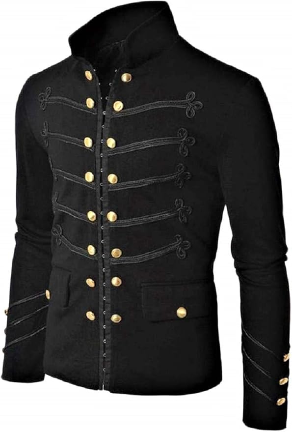 Amazon.com: Men's Modern Black Gothic Military Jacket: Clothing