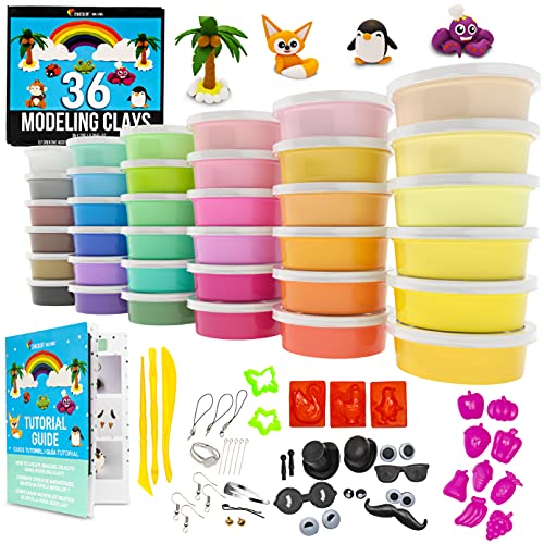 Air Dry Clay for Kids, 97-in-1 Clay Kit Set (36 Colors of Modeling Clay ...