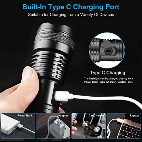 KEPEAK Flashlight, Rechargeable 5000 High Lumen Tactical Handheld ...