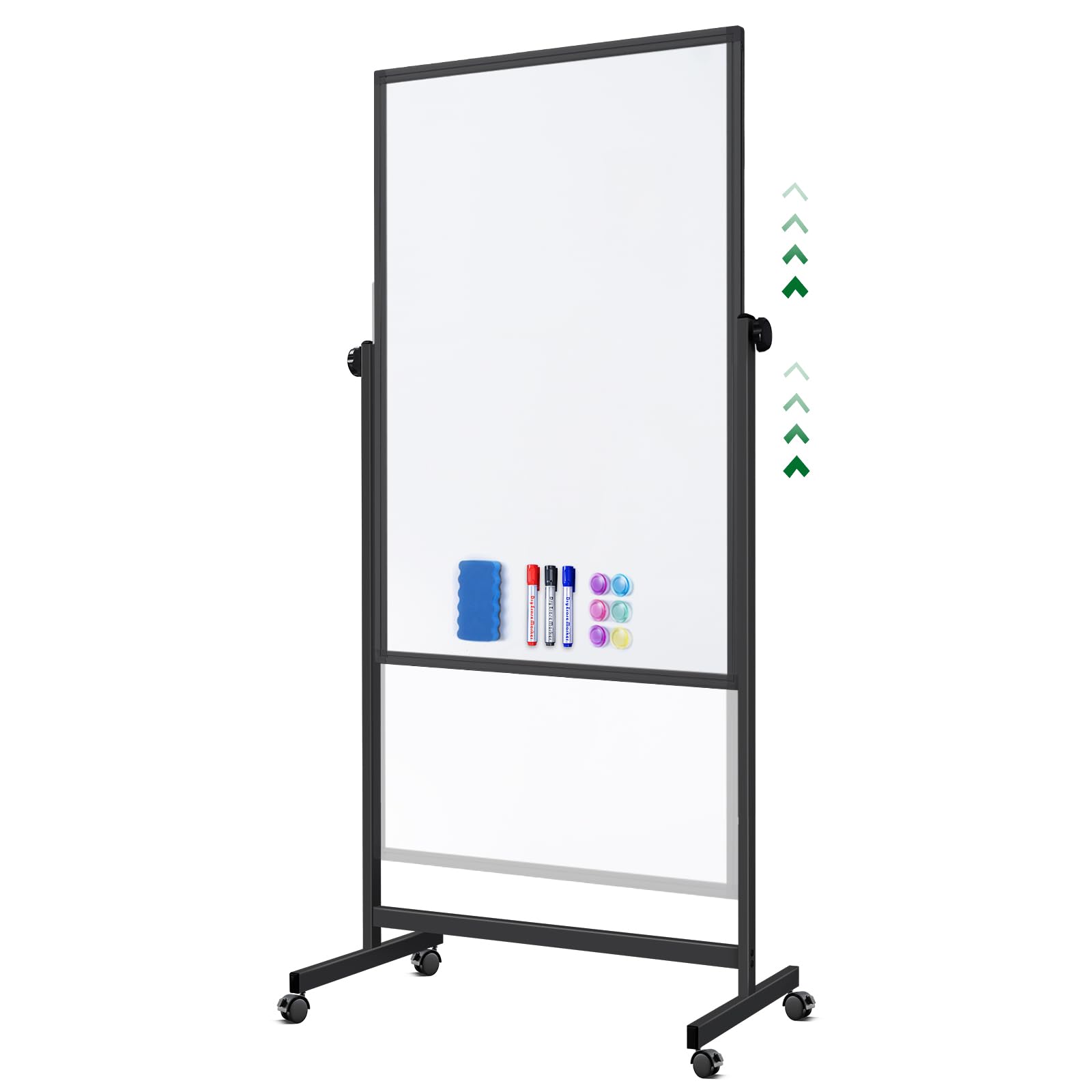 Mobile Whiteboard 32 x 48 inches Height Adjustable Dry Erase White ...