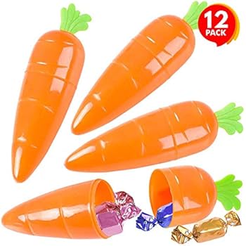 Amazon.com: Clear Orange Carrot Shaped Easter Eggs 3 Fillable Treat ...
