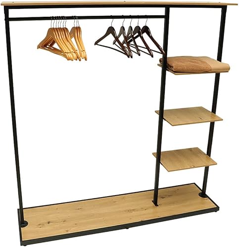 YATAI Metal Wood Clothes Garment Rack - Wood Storage Shelves Heavy Duty ...