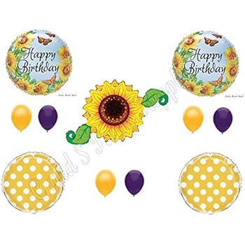 Amazon.com: SUNFLOWERS Happy Birthday Balloons Decoration Supplies ...