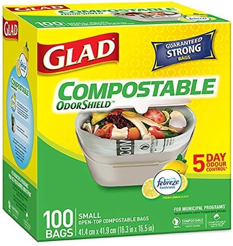 Glad 100% Compostable Bags - Small 10 Litres - Lemon Scent, 100 Trash ...