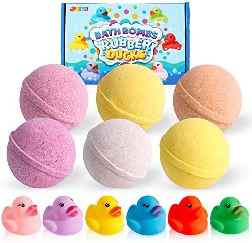 JOYIN Bath Bombs with Rubber Ducks Toy, 6 Packs Bubble Bath Bombs with Duck Toys, SPA Bath ...