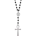 Sacina Gothic Ankh Cross Pentagram Necklace, Bead Chain Rosary Cross ...