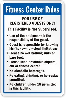 Fitness Center Rules Sign, 24" x 18": Industrial Warning Signs: Amazon ...
