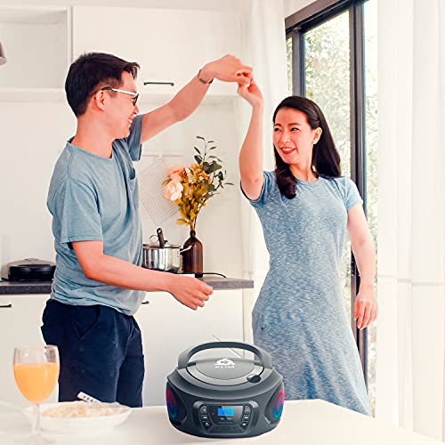 KLIM Boombox Portable Audio System. FM Radio, CD Player, Bluetooth, MP3, USB, AUX + Includes ...