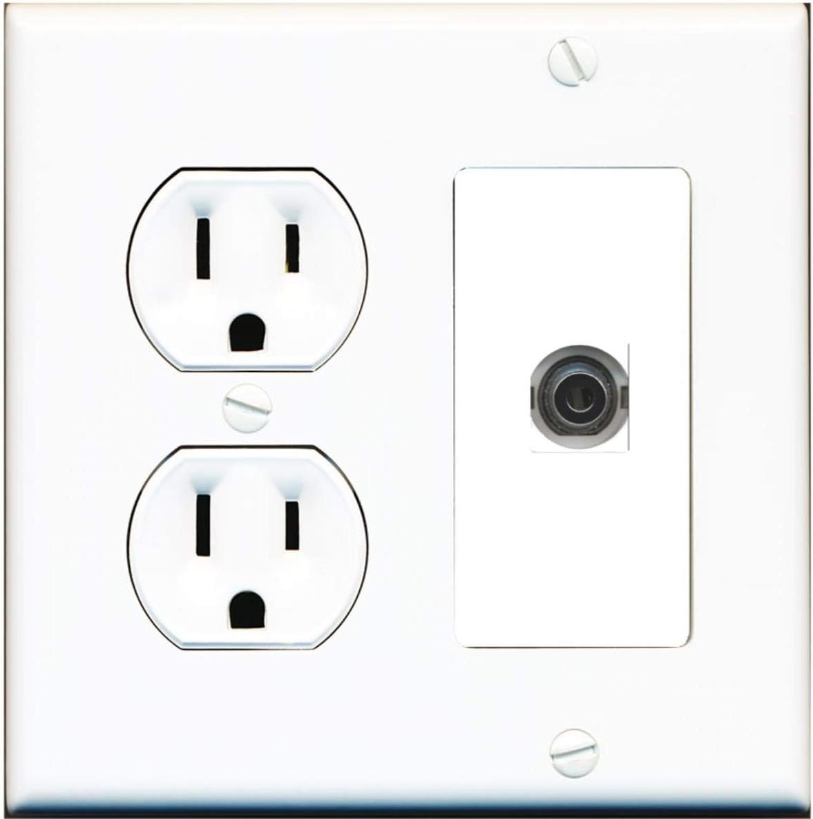 Amazon.com: 15 Amp Duplex Round Power Outlet 1 Port 3.5mm Headphone/Aux ...